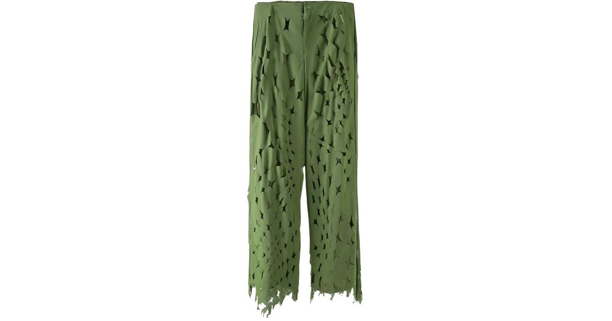 Post Archive Faction PAF Laser-Cut Frayed Trousers in Green for Men ...