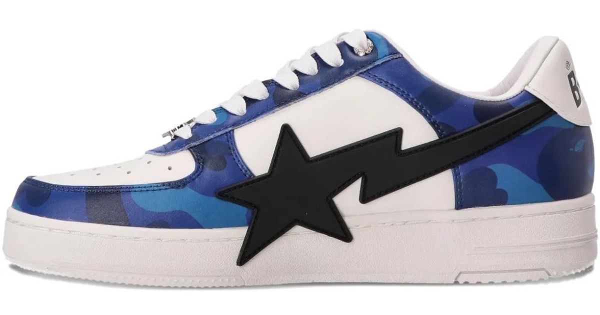 A Bathing Ape Sta Logo-Patch Low-Top Sneakers in Blue for Men | Lyst