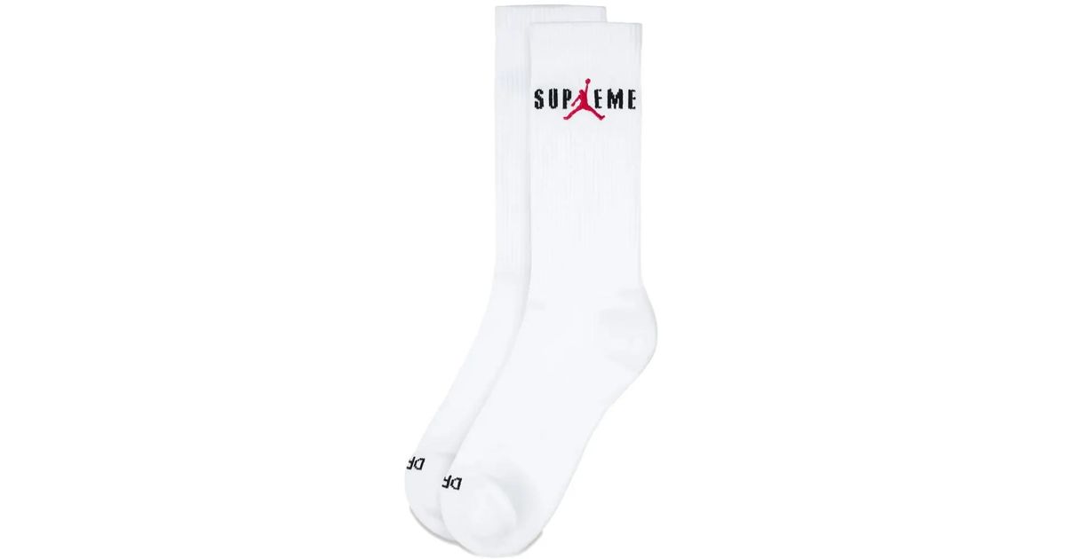 Supreme X Jordan Logo-Jacquard Socks in White for Men | Lyst UK