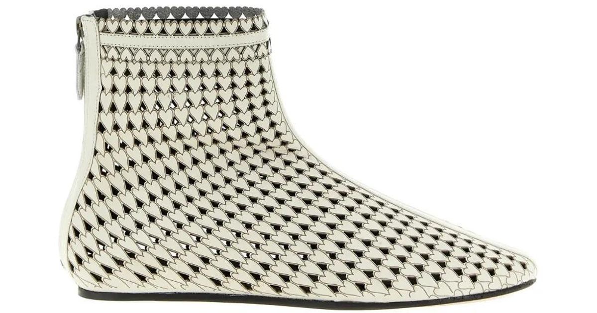 Isabel Marant Ferix Leather Ankle Boots in White | Lyst UK