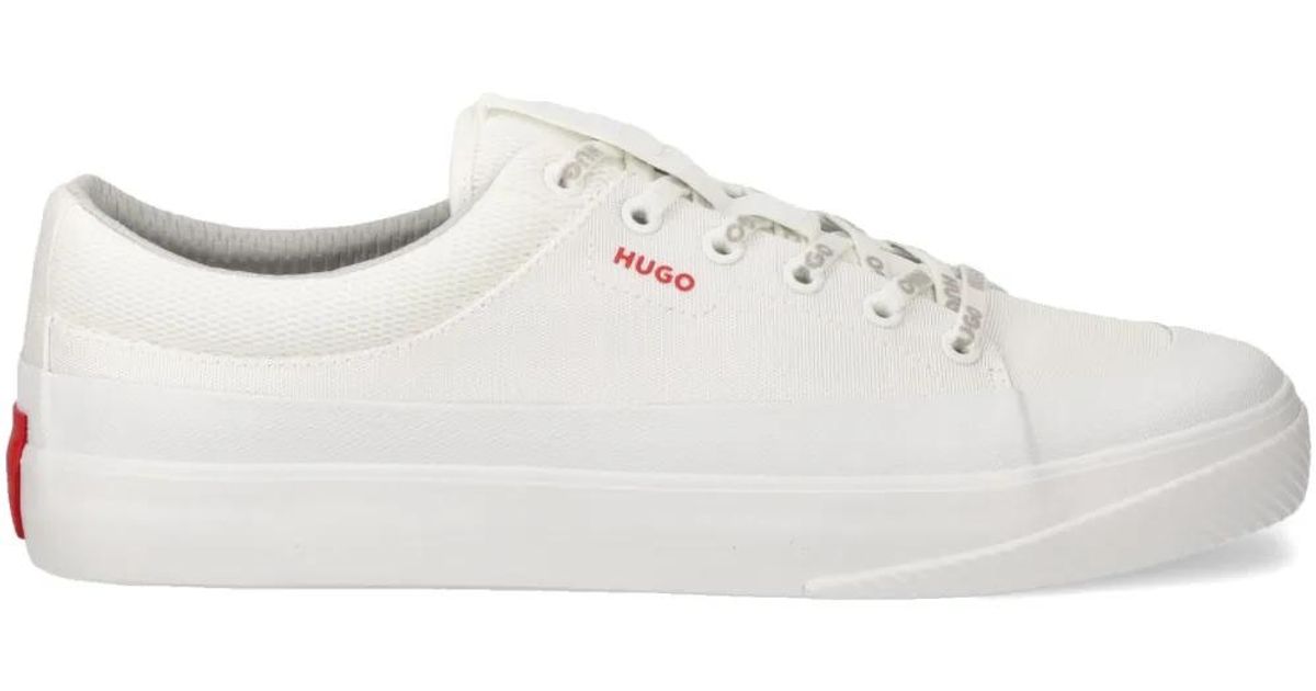 HUGO Square Logo Trainers in White for Men | Lyst