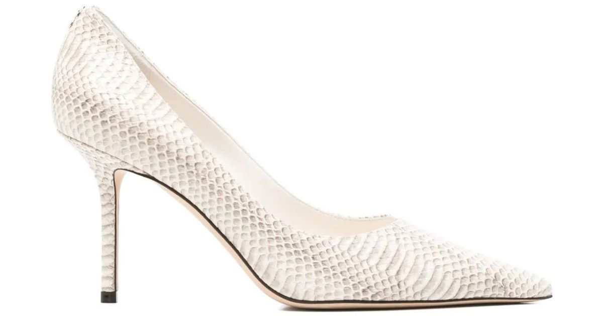 Jimmy Choo Snake-Effect Leather Pumps in White | Lyst UK