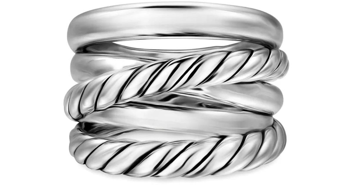 David Yurman Sterling Five Row Cable Ring in White | Lyst