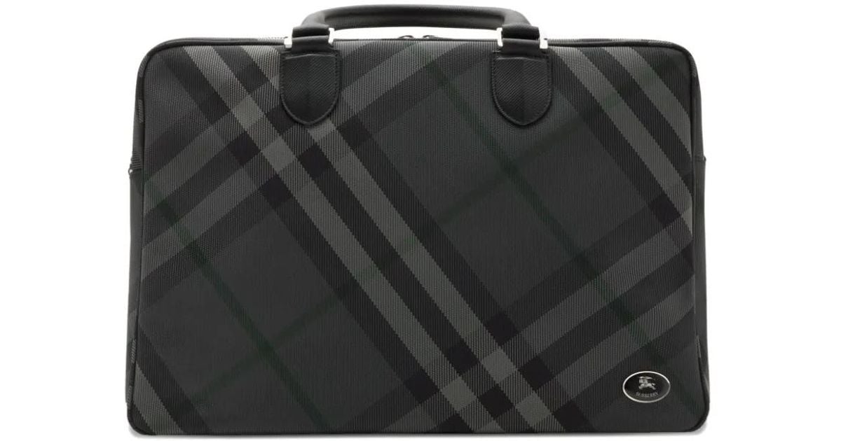 Burberry Check-Pattern Briefcase in Black for Men | Lyst UK