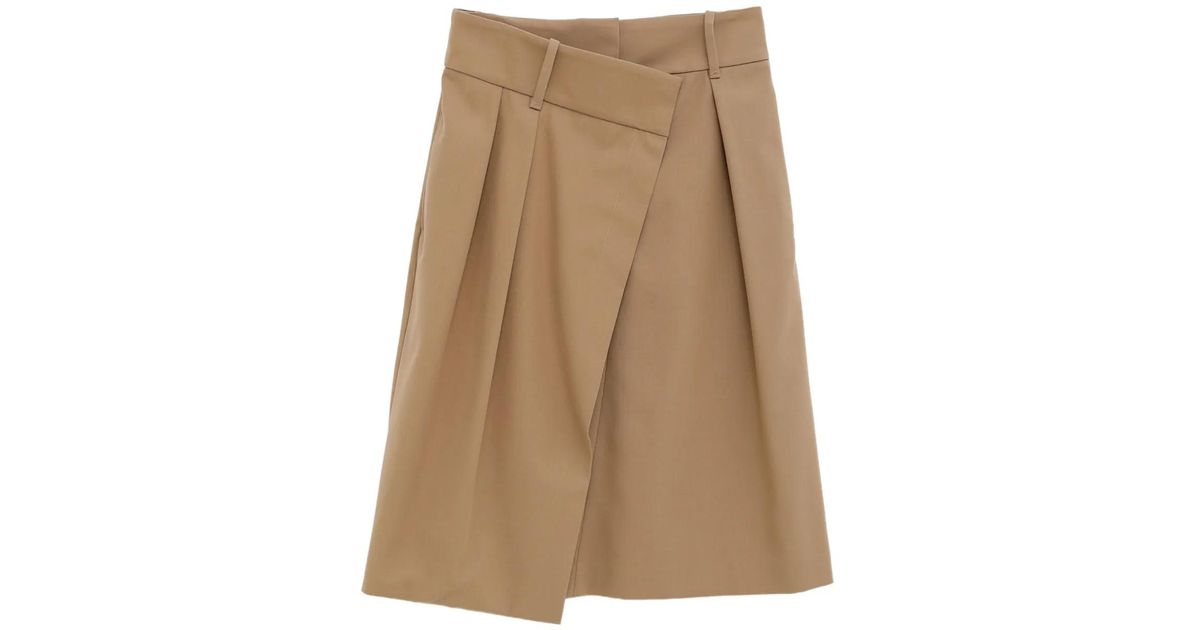 Loewe Pleated Wrap Skirt in Natural | Lyst