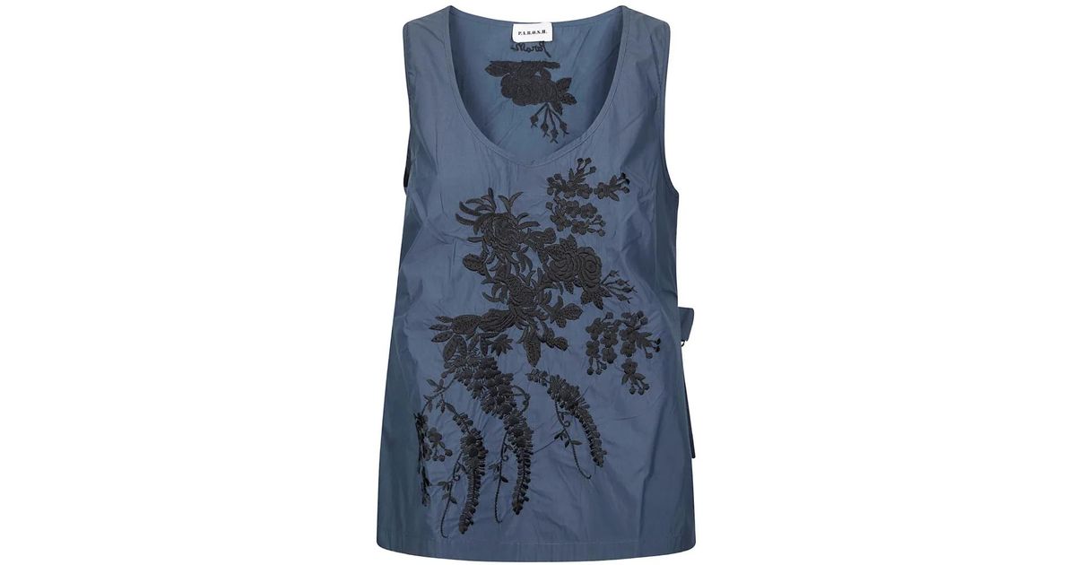 P.A.R.O.S.H. Ninja Floral-Embroidered Top in Blue | Lyst UK