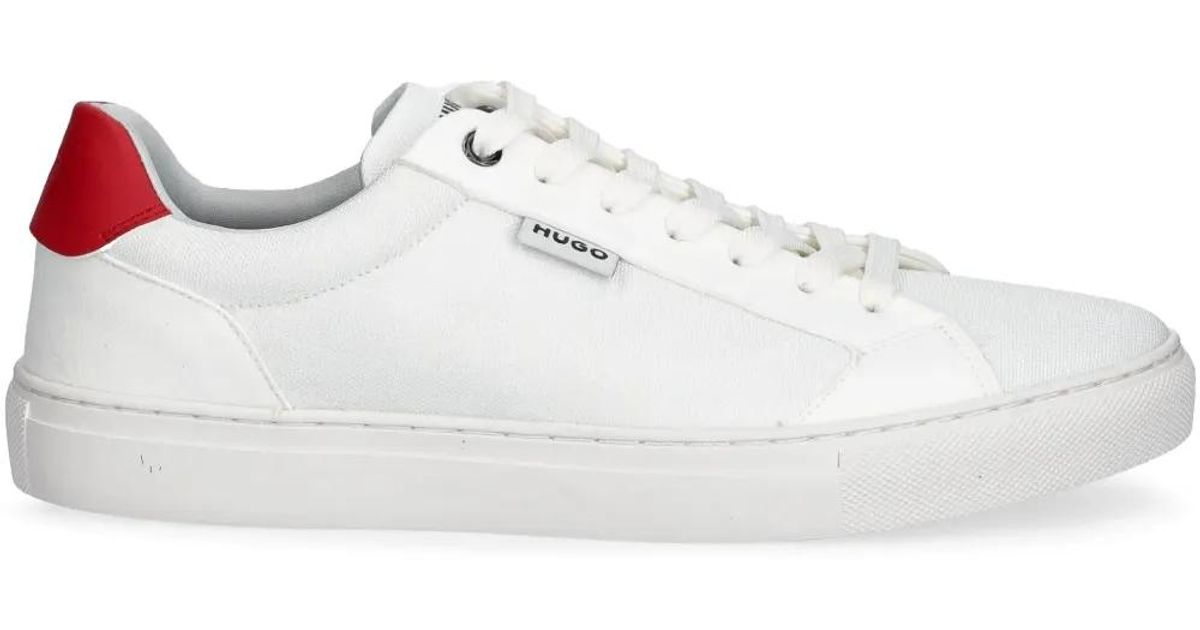HUGO Logo-Tag Trainers in White for Men | Lyst