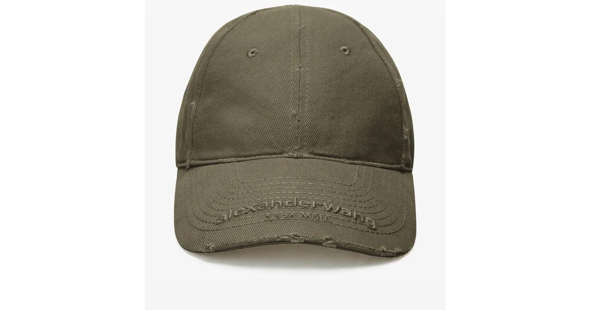 Alexander Wang Logo-Embroidered Distressed Baseball Cap in Green | Lyst UK