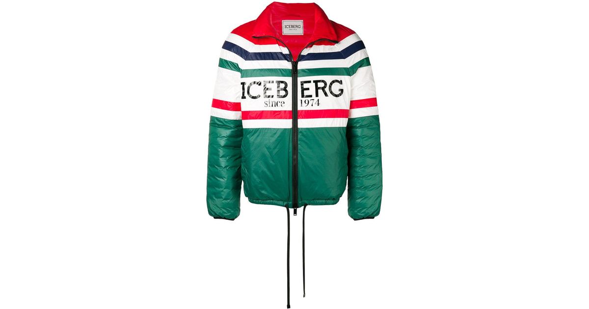 Iceberg Colour Block Logo Jacket in Green for Men | Lyst UK