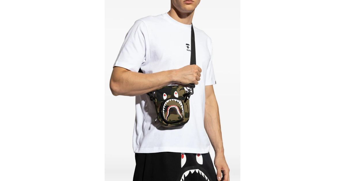 A Bathing Ape Camo Shark Shoulder Bag in White for Men | Lyst