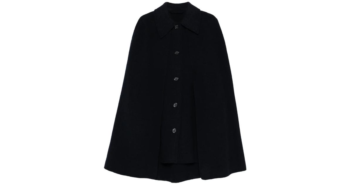 TOTEME Wool Cape Coat in Black | Lyst UK