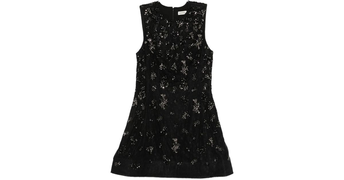 Jonathan Simkhai Evelina Embellished Mini Dress in Black | Lyst UK