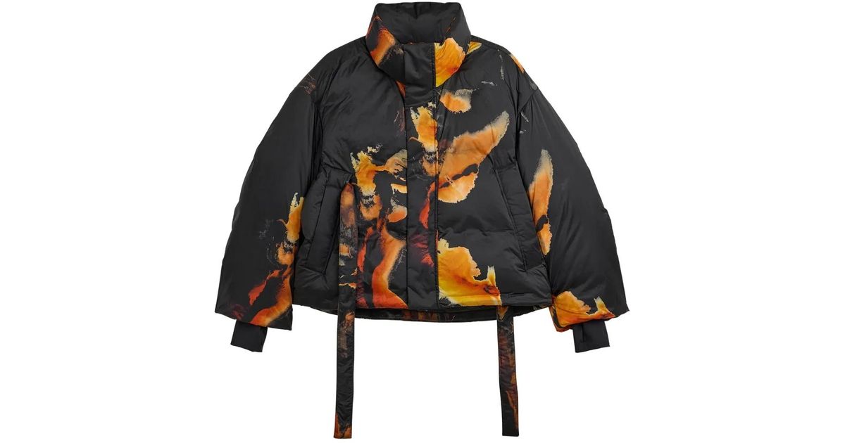 Y-3 Printed Puffer Jacket in Black | Lyst