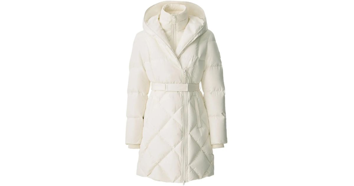 Mackage Hooded Quilted Coat in White | Lyst UK
