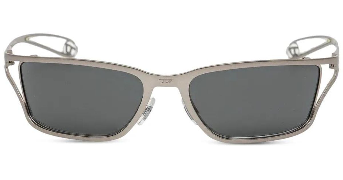 DIESEL Rectangle-Frame Sunglasses in Grey | Lyst UK
