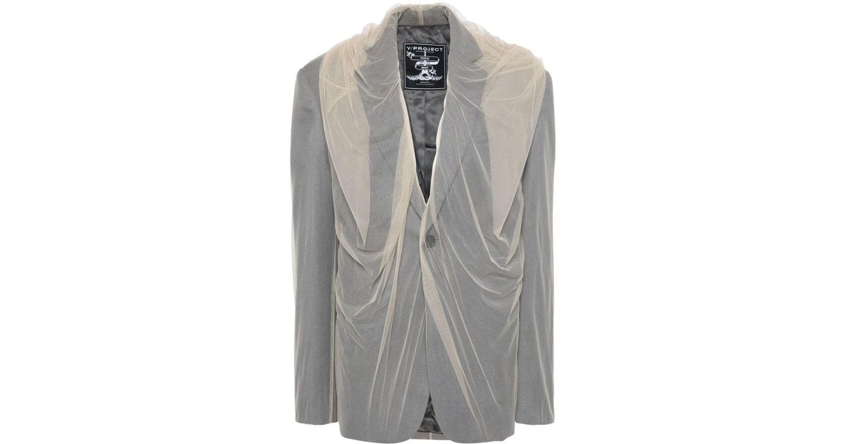 Y. Project Draped Hood Blazer in Gray | Lyst