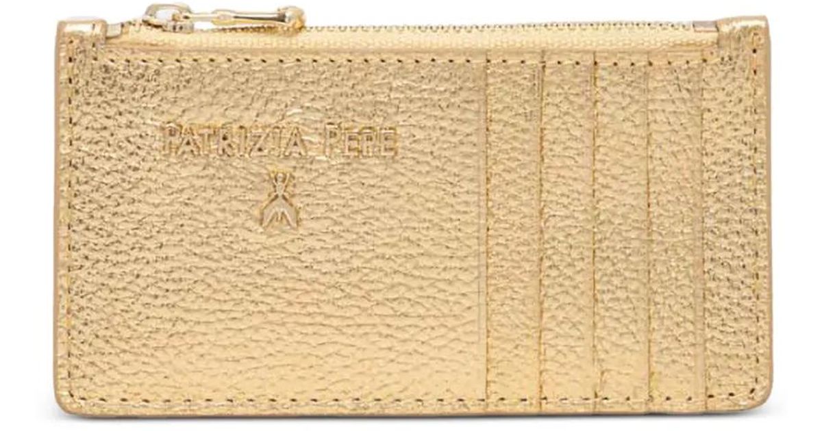 Patrizia Pepe Logo Zip Card Holder in Natural | Lyst