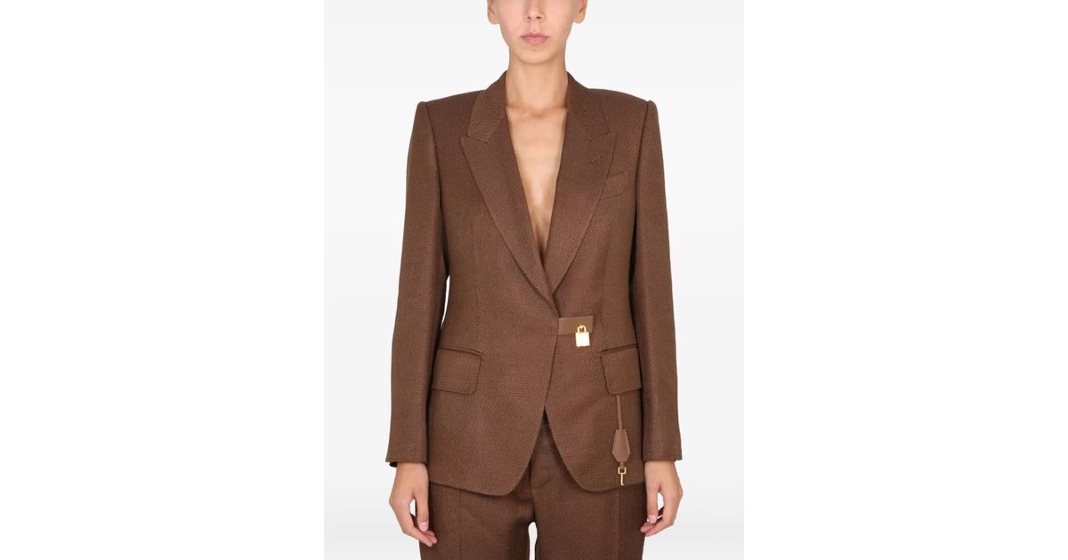 Tom Ford Padlock-Detail Blazer in Brown | Lyst UK