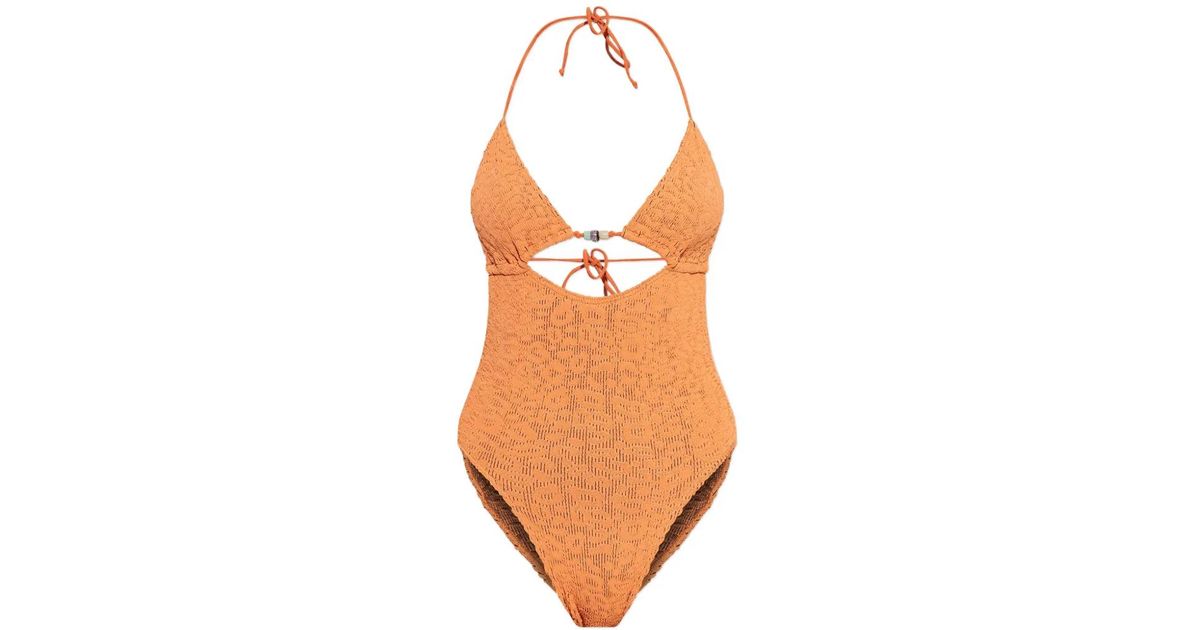 Bondeye Textured Beaded Swimsuit in Orange | Lyst