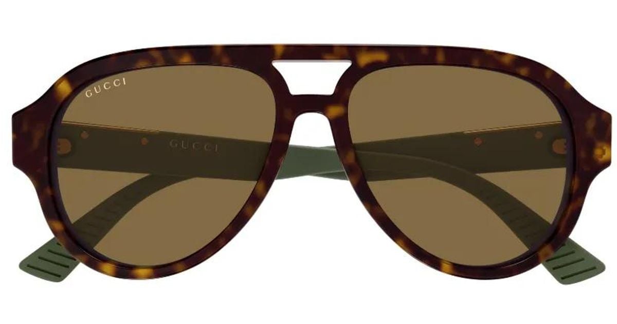 Gucci Tortoiseshell Pilot Sunglasses in Brown for Men | Lyst UK
