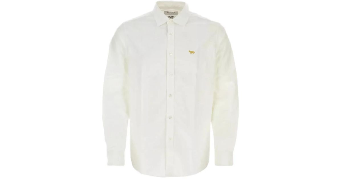 Junya Watanabe X Maison Kitsuné Logo-Embroidered Shirt in White for Men ...