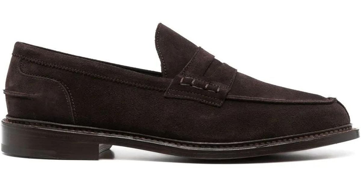 Tricker's Adam Suede Penny Loafers in Black for Men | Lyst UK