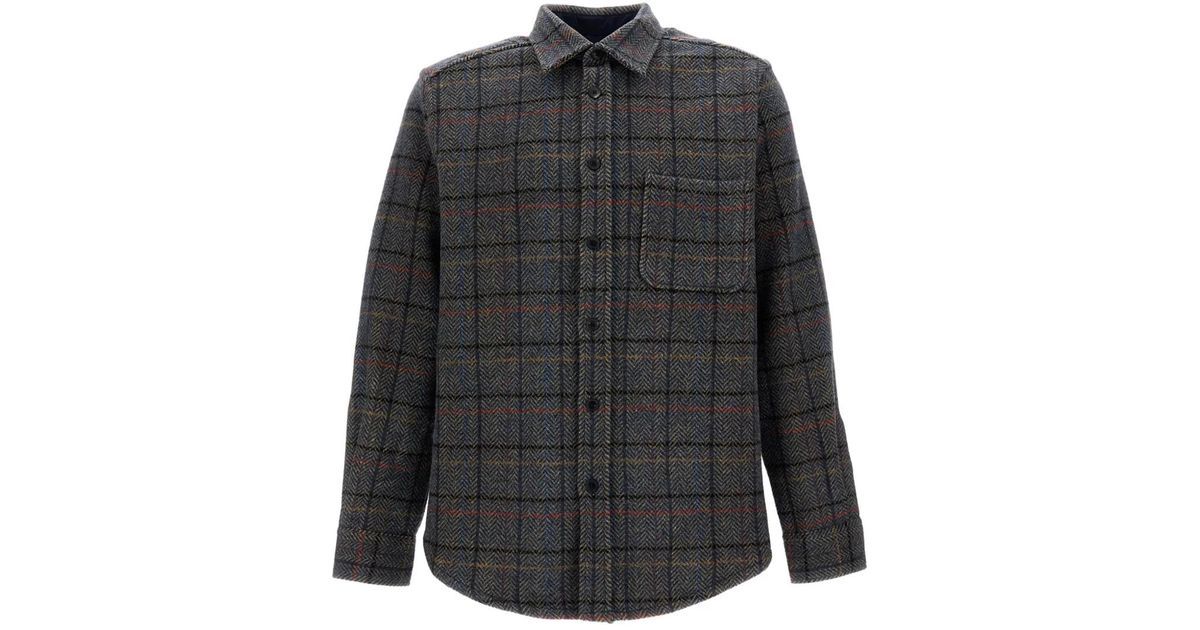 Portuguese Flannel Type Patch-Pocket Flannel Shirt in Black for Men ...