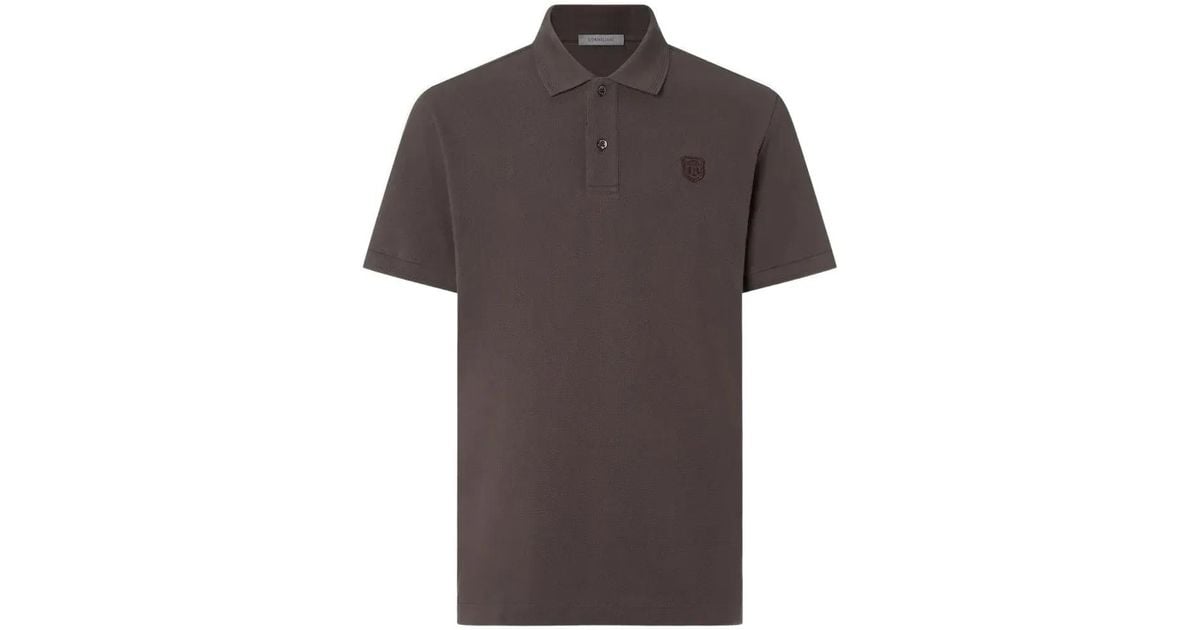 Corneliani Logo-Patch Piqué Polo Shirt in Grey for Men | Lyst UK