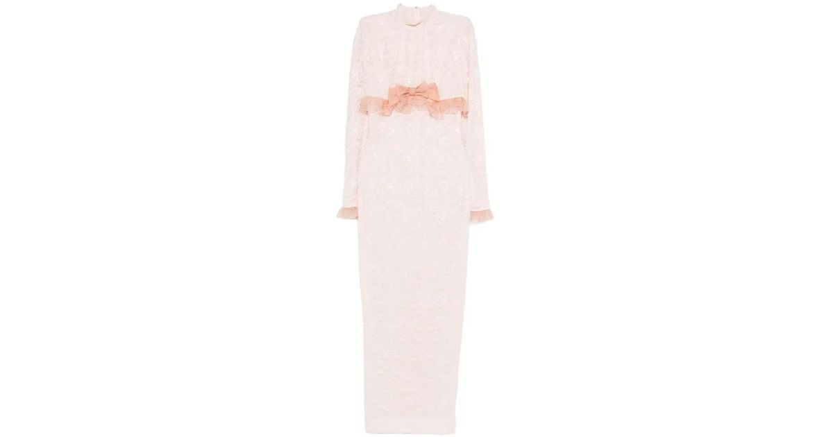 Alessandra Rich Bow Lace Dress in Pink | Lyst UK