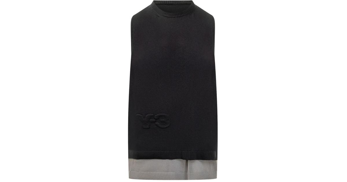 Y-3 Embossed-Logo Knitted Vest in Black for Men | Lyst