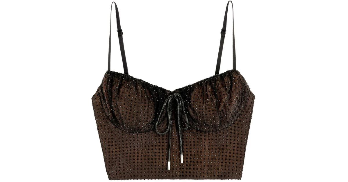 Area Crystal Hotfix Top in Black | Lyst UK