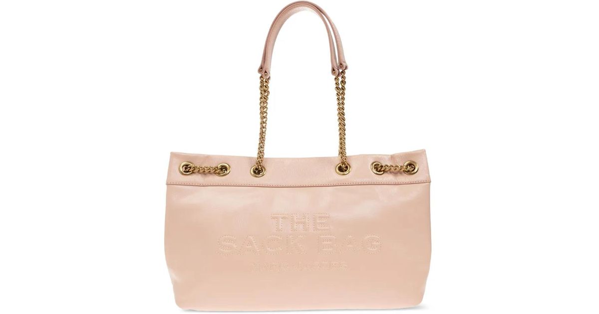 Marc Jacobs The Sac Embossed-Logo Chain-Strap Tote Bag in Natural | Lyst
