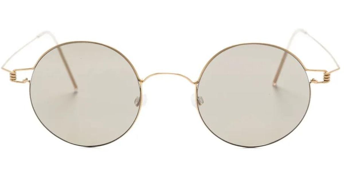 Lindberg Round-Frame Sunglasses in White | Lyst UK