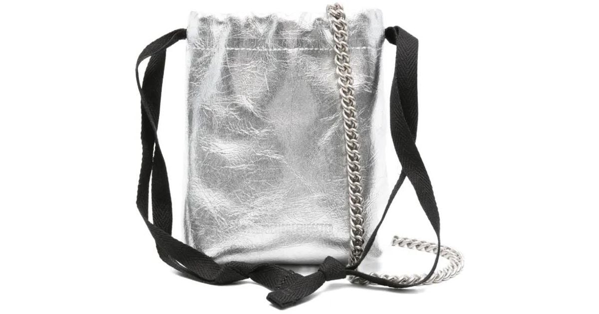 Ann Demeulemeester Gael Drawstring Chain Mini Bag in Metallic | Lyst UK