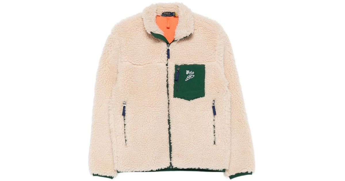Polo Ralph Lauren Fleece-Pocket Zip-Up Jacket in Natural for Men | Lyst UK