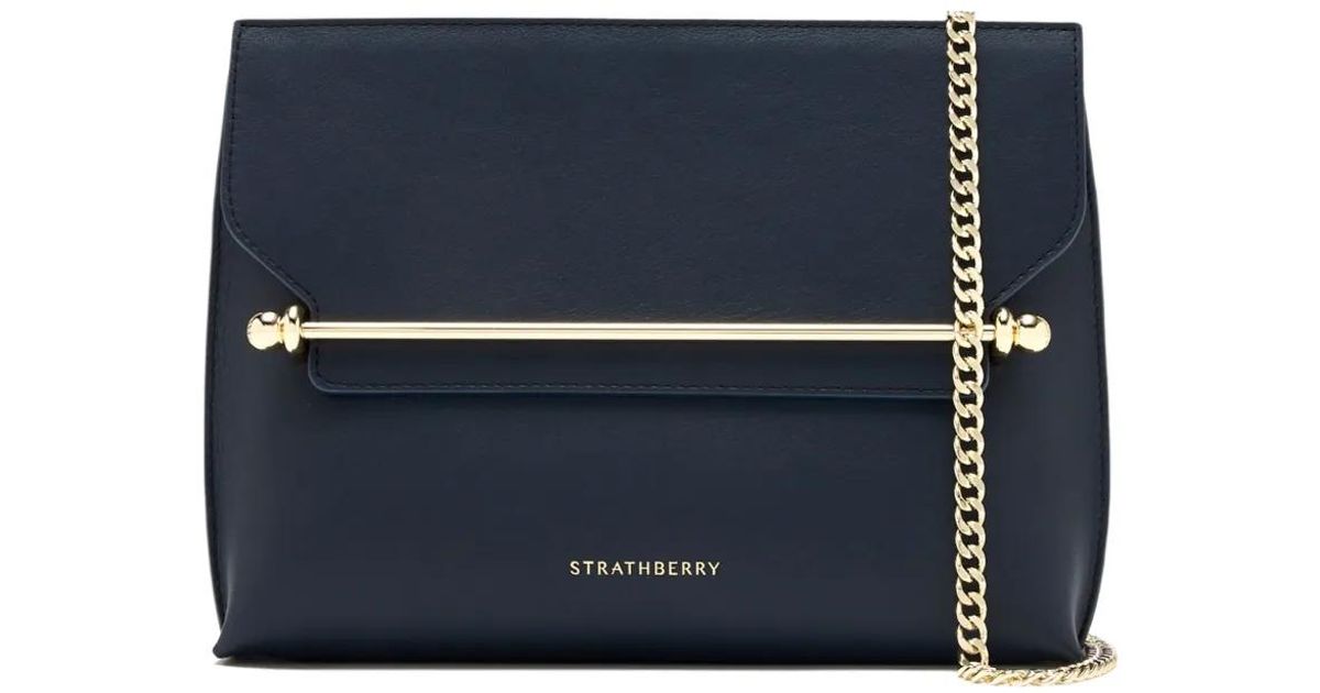Strathberry Stylist Bar-Chain Leather Clutch Bag in Blue | Lyst UK