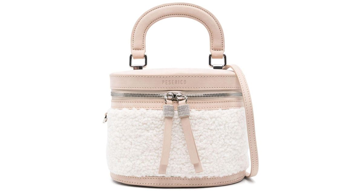 Peserico Faux-Shearling Tote Bag in White | Lyst