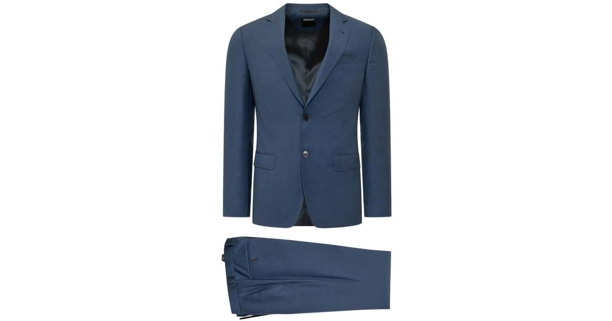 ZEGNA Button-Up Wool Suit in Blue for Men | Lyst