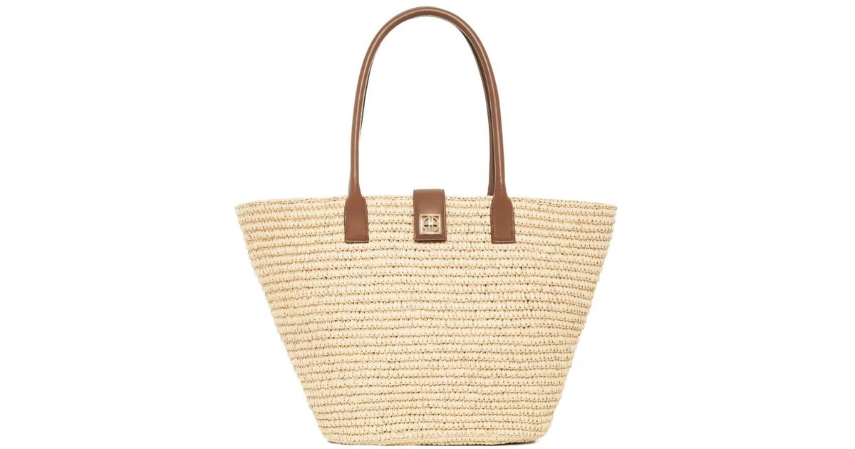 Anine Bing Lou Monogram Tote Bag in Natural | Lyst