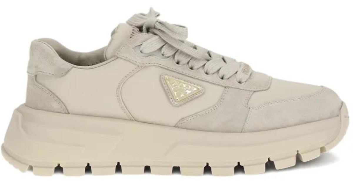 Prada Prax 2.0 Triangle-Logo Sneakers in White | Lyst UK