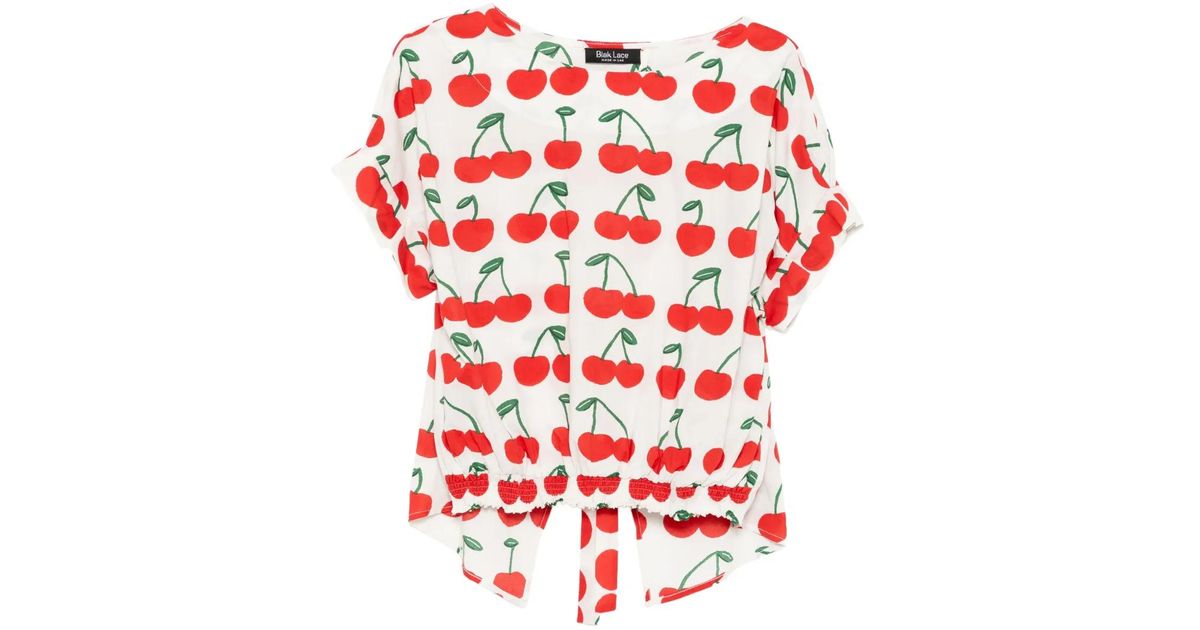 BLAKLACE Cherry-Print Blouse in Red | Lyst UK