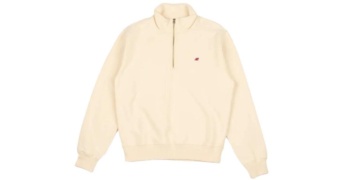 New Balance Quarter-Zip Sweater in Natural for Men | Lyst UK