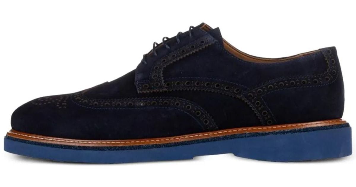 Poche Paris Benoit Brogue Suede Loafers in Blue for Men | Lyst