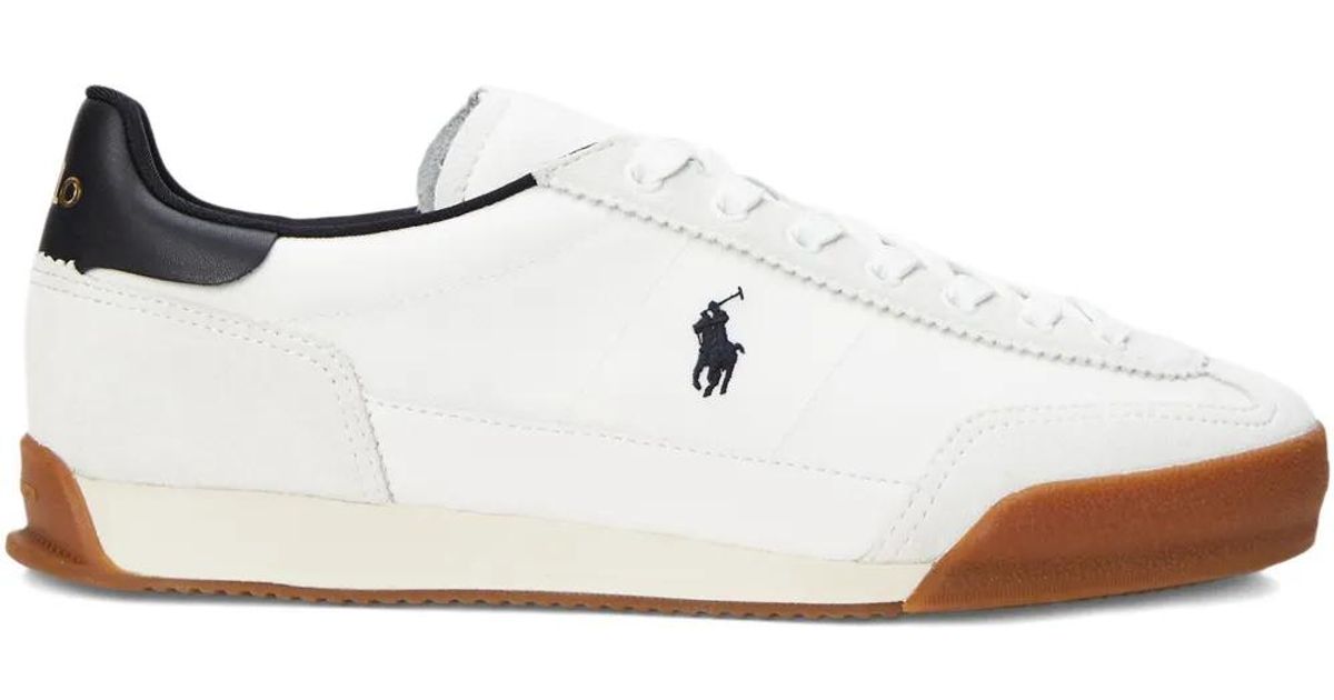 Polo Ralph Lauren Hester Leather-Panel Trainers in White for Men | Lyst