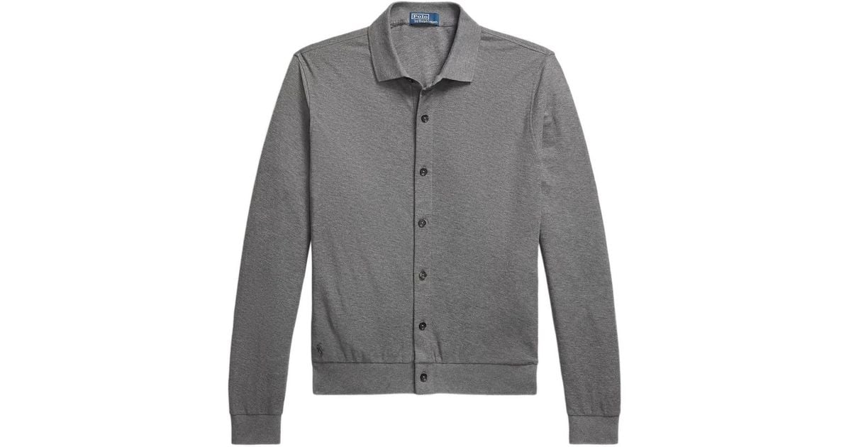Polo Ralph Lauren Honeycomb Texture Collared Pullover in Grey for Men ...