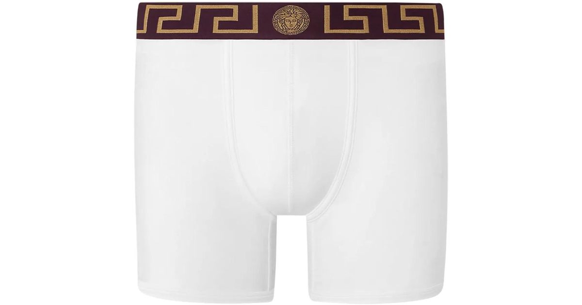 Versace Greca Border Boxers in White for Men | Lyst