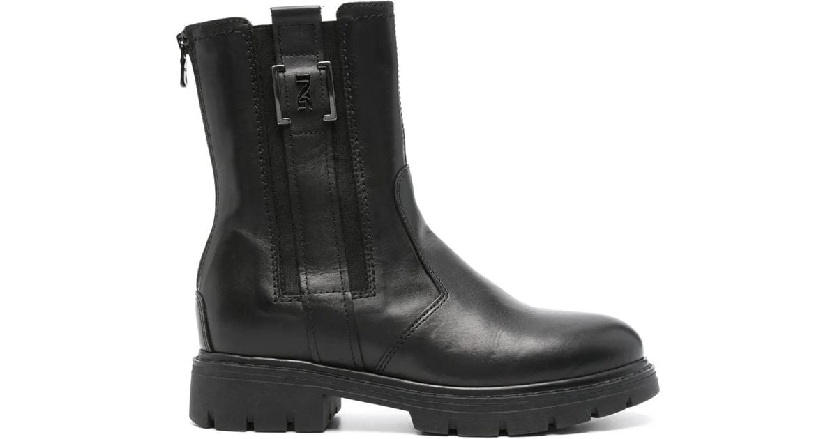 Nero Giardini Logo-Plaque Leather Boots in Black | Lyst UK