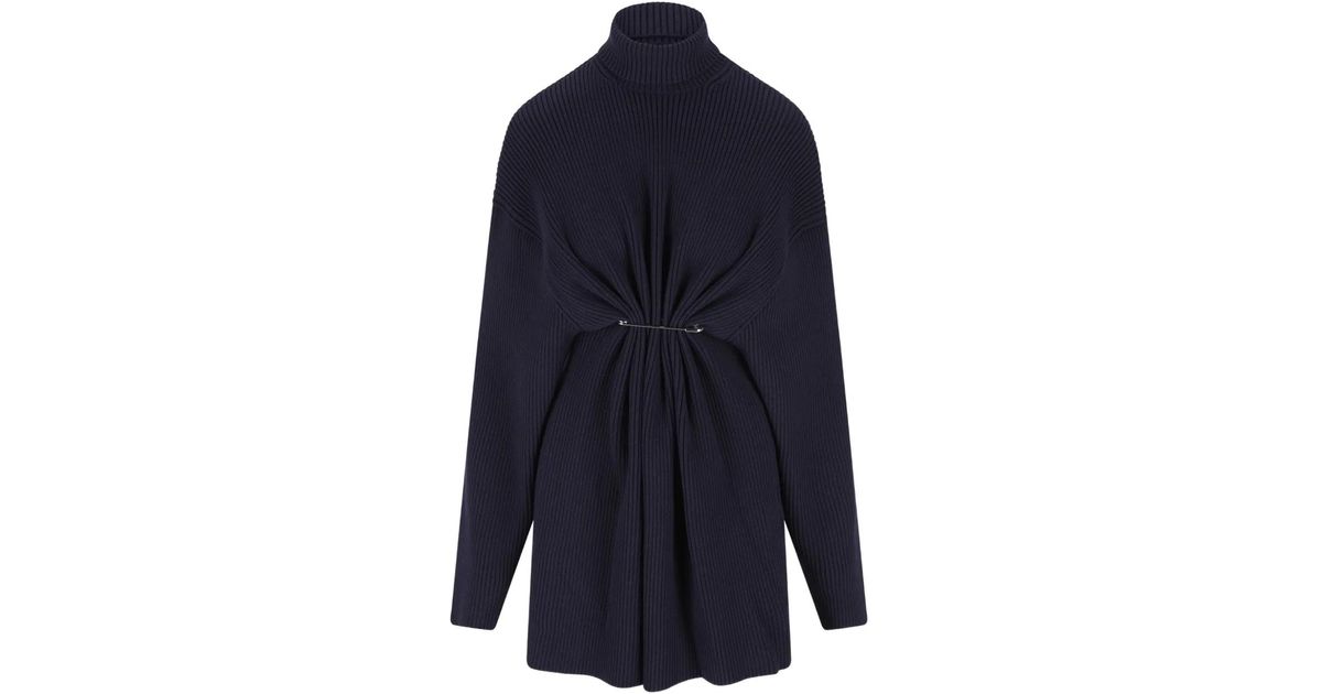 Balenciaga Safety Pin Knitted Mini Dress in Blue | Lyst