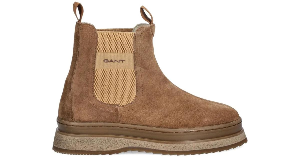 GANT Sistown Pull-Tab Panelled Boots in Brown | Lyst