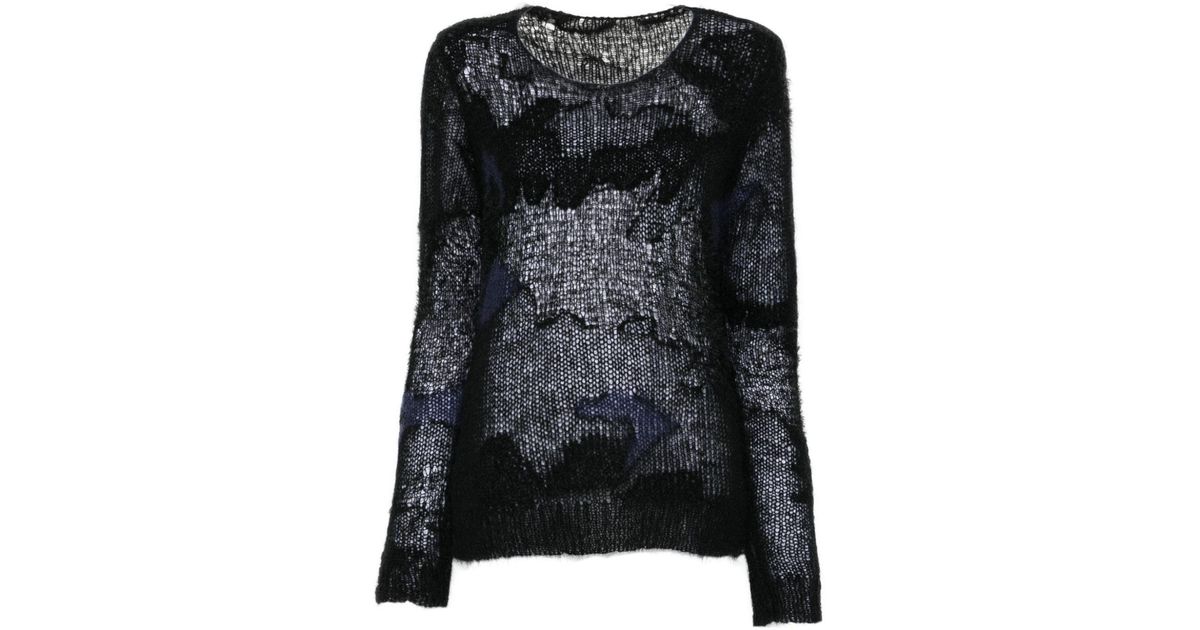 Yohji Yamamoto Camouflage-Pattern Sweater in Black | Lyst